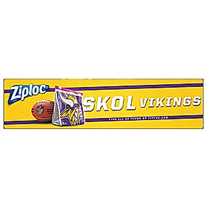 Ziploc Slider Storage Gallon Bag, Great for Grab-and-go Snacking, Tailgating or homegating, 20 Count- NFL Minnesota Vikings