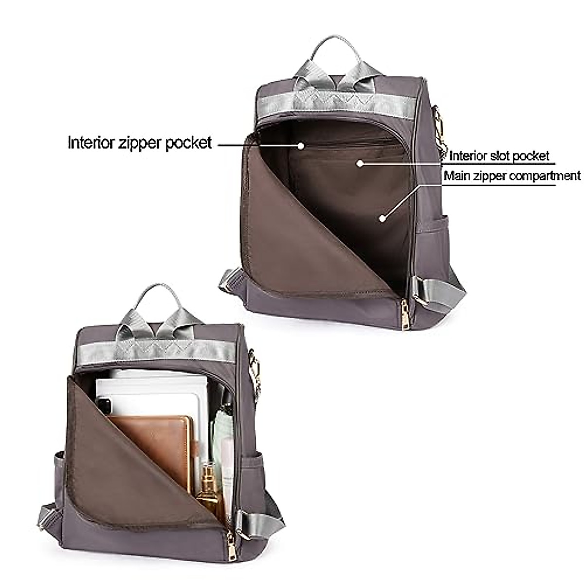 CLUCI Backpack for Women Travel Waterproof Nylon Anti Theft Lightweight Backpack Large Ladies Day Bags Dark Grey
