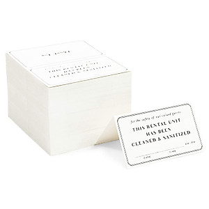 Stockroom Plus Tent Cards, This Rental Unit Has Been Cleaned (3.5 x 4 in, 200 Pack)