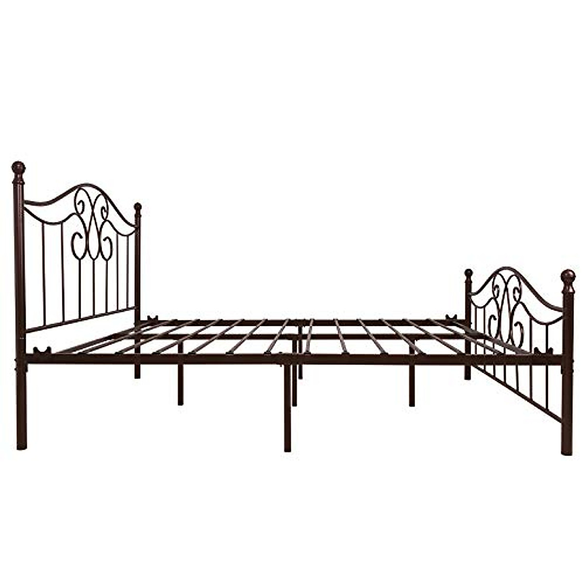 YALAXON Vintage Sturdy Metal Bed Frame with Headboard and Footboard Basic Bed Frame No Box Spring (Queen, Antique Brown)