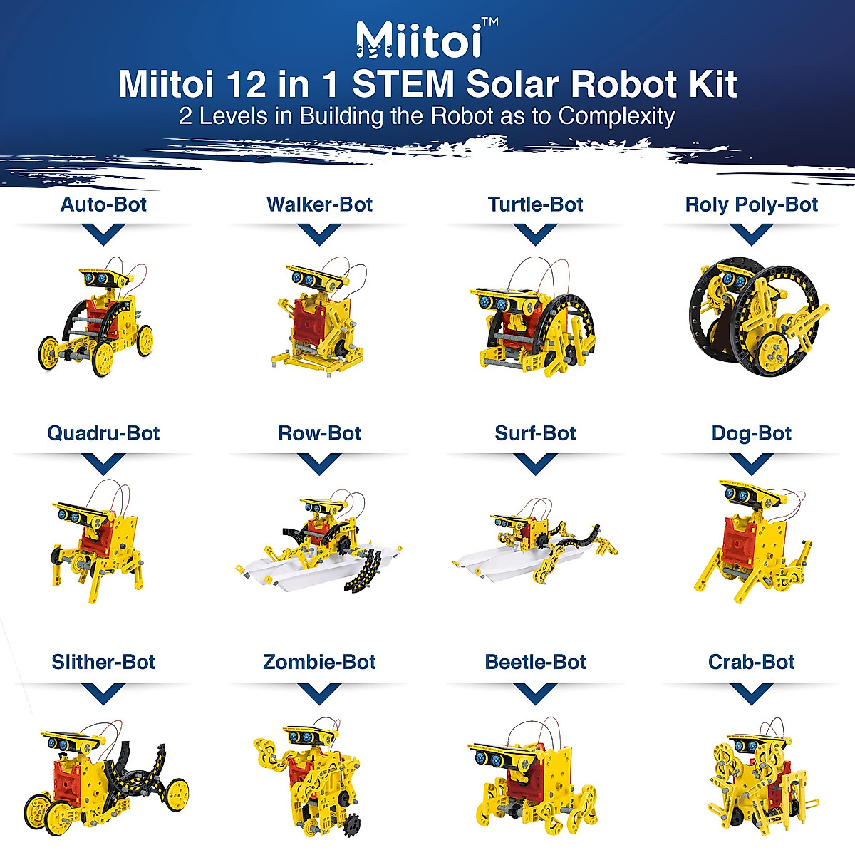 Miitoi 12 in 1 Solar STEM Robot Kit, Educational Building Gift Set,Science Experiment Set, Stem Projects for Kids Ages 8-12, Solar Robot Building Kit, Toys for Boys, Robot Toys