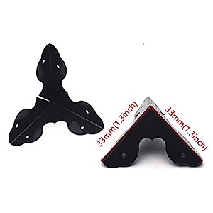 XMHF 12PCS Box Corner Protector Triangle Metal Case Wooden Box Edge Safety Guard for Furniture Decor 1-1/4" x 1-1/4" Black