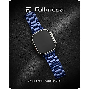 Fullmosa Compatible Apple Watch Bands 41mm 40mm 38mm 49mm 45mm 44mm 42mm, Stainless Steel iWatch Band with Case for Apple Watch Ultra2 Ultra Series 9 8 7 6 5 4 3 2 1 SE SE2, 38mm 40mm 41mm Blue