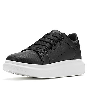 NewEndostar Women's Fashion Sneakers,Vibration Height Increase Shoes Lightweight Comfortable Casual Skateboarding Walking Shoes FullBlack 6