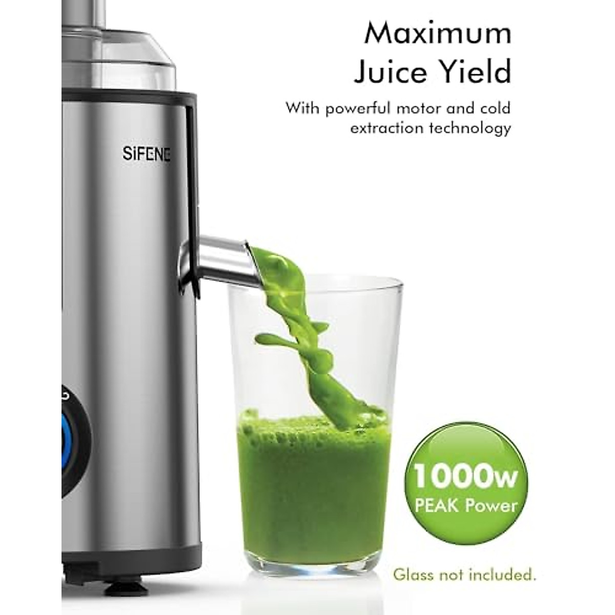 SiFENE Juicer Extractor, 3.2" Wide Mouth, Robust 800W Juicer Machine for Fresh Fruits and Vegetables, BPA-Free Stainless Steel, Quick Cleanup