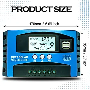POWLSOJX 60A Solar Charge Controller 12V/24V Auto-Adapting, MPPT Technology, and Multiple Protection Features (60A)
