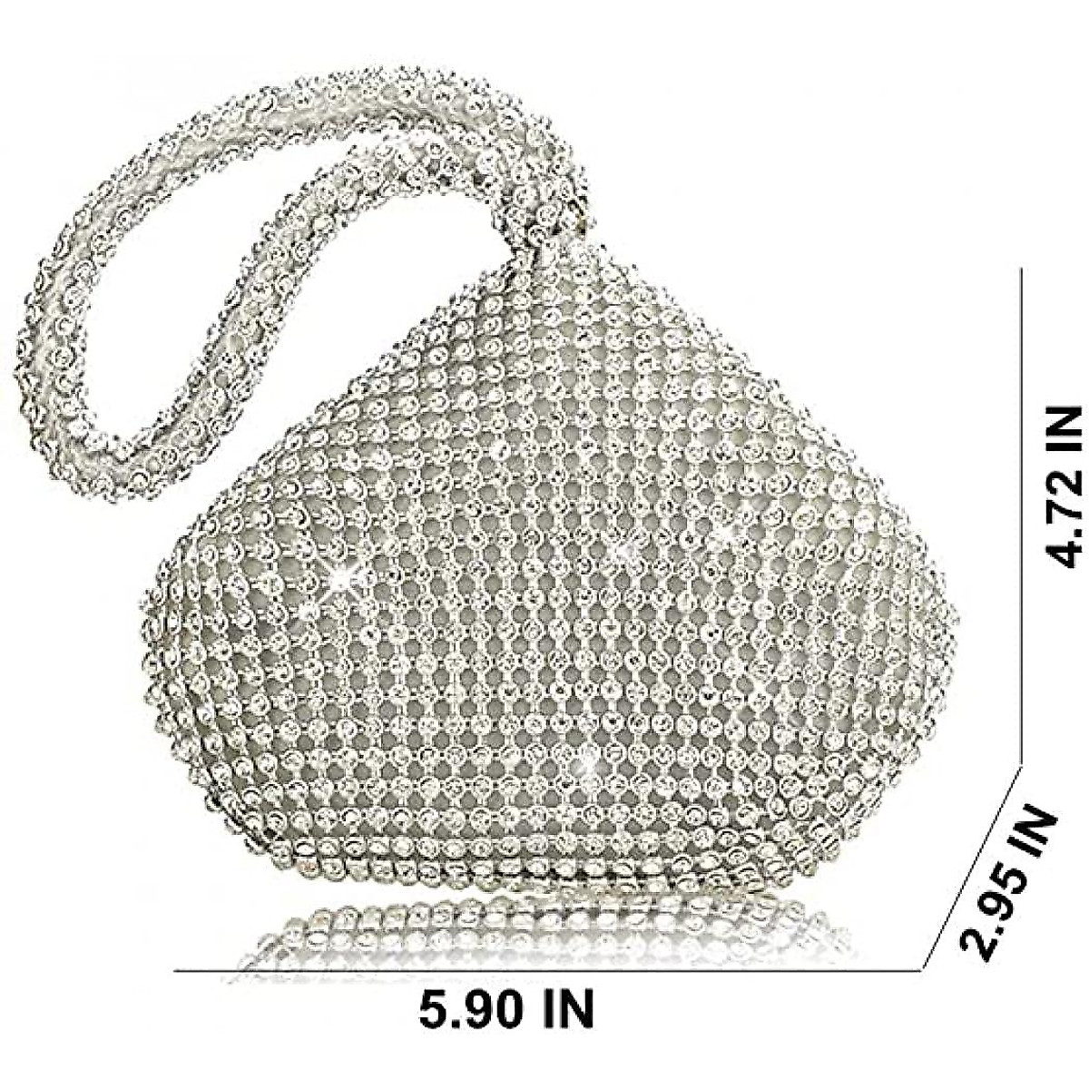Women's Evening Bag Rhinestone Purse Handbags Triangle Style Chain Clutch Purse Bag Sparkly Party Prom Wedding Purse (Silver)