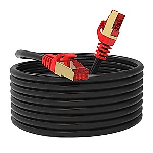 SNANSHI Outdoor Ethernet Cable 50 ft, Cat 7 Ethernet Cable 26AWG Heavy Duty CAT7 Waterproof Outdoor Direct Burial UV Resistant Internet Cable LAN Cable for Garage,POE Camera/WiFi Extender,Outbuilding