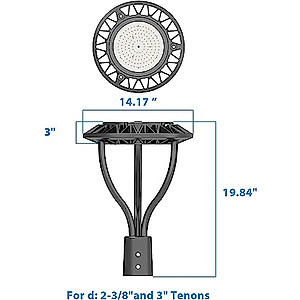 rgbylediison 100W LED Post Top Pole Lights, DLC/ETL Listed 14000Lm 5000K LED Circular Area Pole lamp ，IP65 Waterproof Outdoor Fixture Parking lot Light Pathway Lamp Top Yard Light Street Pole Light