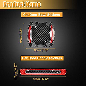 X AUTOHAUX 10 Pcs Car Door Handle Protector Carbon Fiber Reflective Sticker Door Handle Protective Film Decals Red