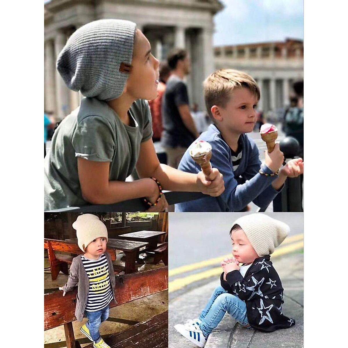 QandSweat Baby Boy's Hat Kids Cool Knit Beanie Hats Toddlers Caps Vertical Tail Style 1-5T (Knitted)