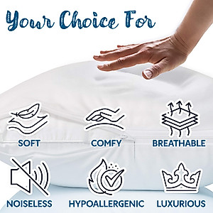 Guardmax Premium Pillow Protector with Zipper Body Size - Waterproof and Bed Bug Proof Pillow Covers - Pillowcases Protect Against Allergens, Dust Mites, Bed Bugs, and Liquid Spills