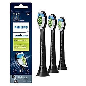 Philips Sonicare Genuine W DiamondClean Replacement Toothbrush Heads, 3 Brush Heads, Black, HX6063/95