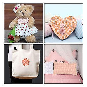 14Pcs Cotton Craft Fabric, Quilting Patchwork Fat Quarter Bundles Quilt Sewing Orange Floral Fabrics for Craft DIY, 25x25cm