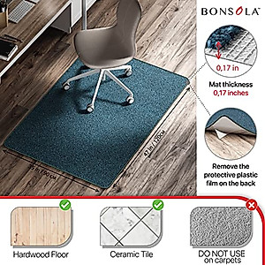 Bonsola Office Chair Mat for Hardwood and Tile Floor, 35''x47'', Multi-Purpose Loop-Pile Chair Mats 0.17’’ Thick, Desk Chair Mat Non-Slip Protector Hard Floors, Floor Mats for Home Office, Blue