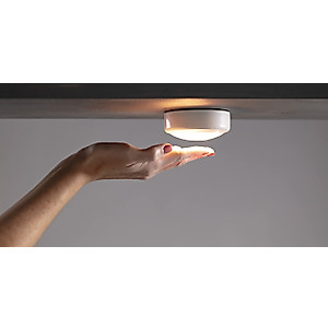 Brilliant Evolution Tap Light Push Lights 6pk w/Batteries + Remote, LED Stick On Lights Under Cabinets Battery Puck Lights with Remote - Under Counter Lighting Wireless Closet Kitchen Night Lights