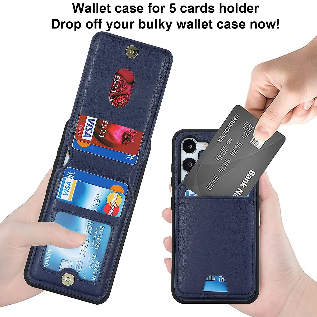 Ｈａｖａｙａ for Samsung Galaxy S23 Plus case Magsafe Compatible Galaxy S23 Plus case with Card Holder for Men and Women Samsung S23+ Plus Detachable Magnetic Wallet Phone case-Blue