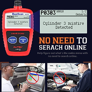 Autel OBD2 Scanner MaxiScan MS309 Car Check Engine Code Reader, Check Emission Monitor Status, 2024 Newest CAN Diagnostic Scan Tool for All OBD II Protocol Vehicles After 1996
