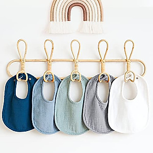 Konssy Muslin Baby Bibs 8 Pack Baby Bandana Drool Bibs Cotton for Unisex Boys Girls, 8 Solid Colors Set for Teething Drooling