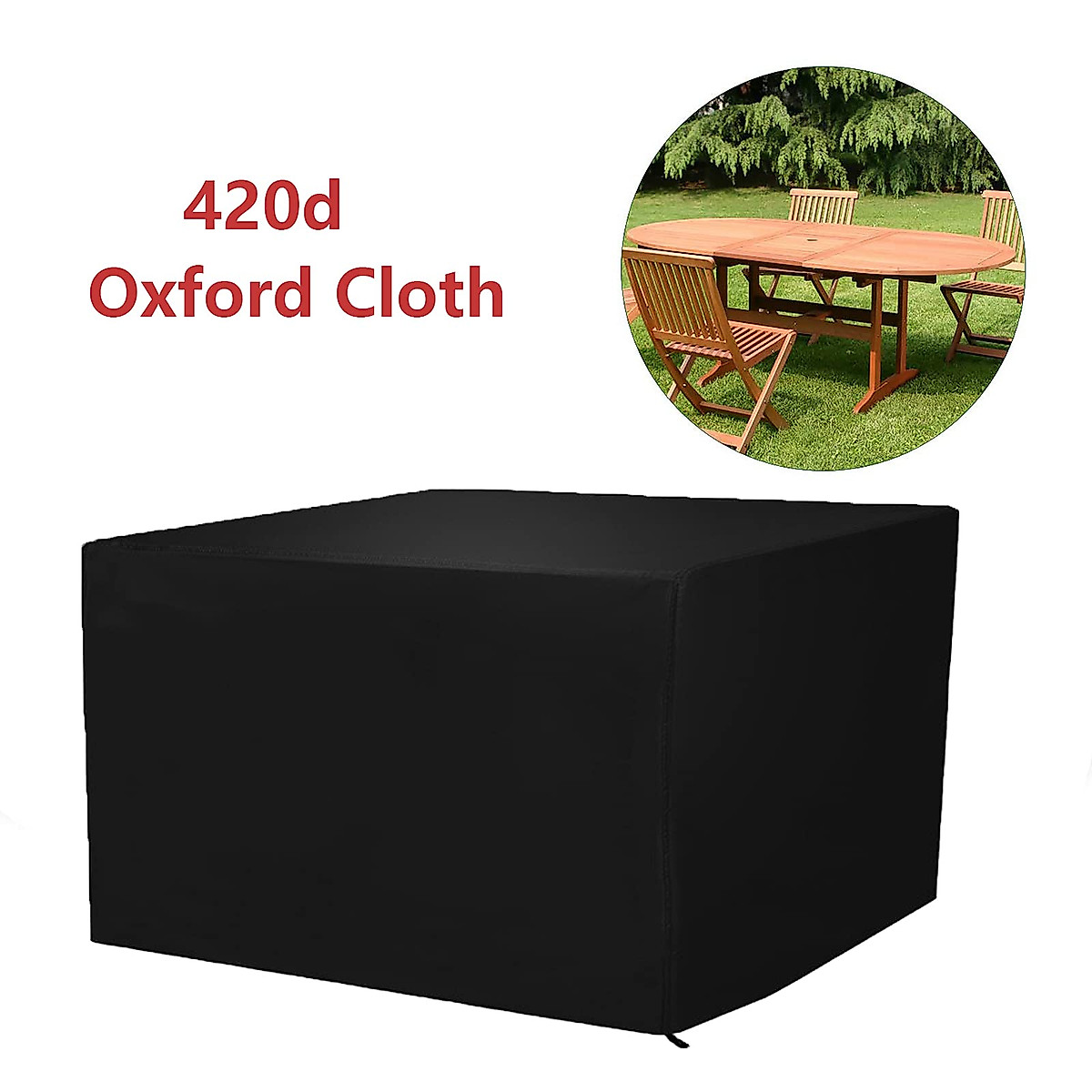 Patio Table Covers Square 45x45x28in, Patio Furniture Covers Table and Chairs, Outdoor Dining Table Set, Waterproof, Tough Canvas, for Bad Weather Rain Winter Snow