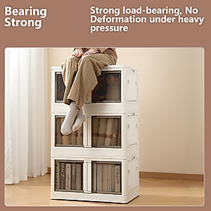 Juoe 1Pc Storage Bins with Lids,Plastic Stackable Storage Bins Open Front/Side/Top,Collapsible Storage Cabinet with Wheels for Closet Shelf,Room,Bedroom,Office,Home,Dorm,Toy