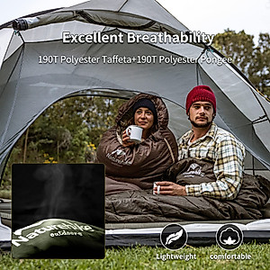 Naturehike Outdoor Camping Portable Hollow Cotton Square Sleeping Bag Winter Single Thick Cotton Sleeping Bag with Cap (Army Green, U150)