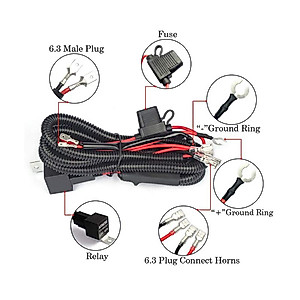Somaer 12V Horn Wiring Harness Relay Kit For Car Truck Grille Mount Blast Tone Horns(Horn Not Included)