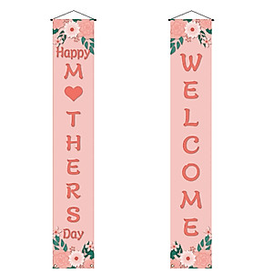 Happy Mother's Day Banner,Mothers Day Welcome Porch Sign,Mothers Day Decor Outdoor Indoor,Mothers Day Decoration and Supplies for Party