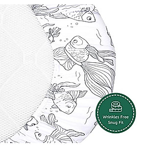 TansyPanda Bassinet Sheets for Angelbliss, Baby Delight, Maxi-COSI Lora, and Baby Joy Bedside Sleeper, 3 Pack, 33x20 Inch, Ultra Soft, Breathable and Snug Fit for Boys and Girls, Dark Gray and White