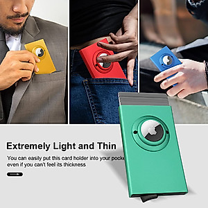 AirTag Card Holder Wallet with AirTag Holder, Pop Up Wallet RFID Blocking Slim Metal Bank Credit Card Case Holds 5 Cards (Black)