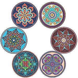 Trivets for Hot Pots and Pans, VIDAYA Vintage Ethnic Floral Mandala Silicone Pot Holders -Multi-Use Great Heat Resistant Hot Pads for Kitchen Table, Dishwasher Safe (6 Pack)