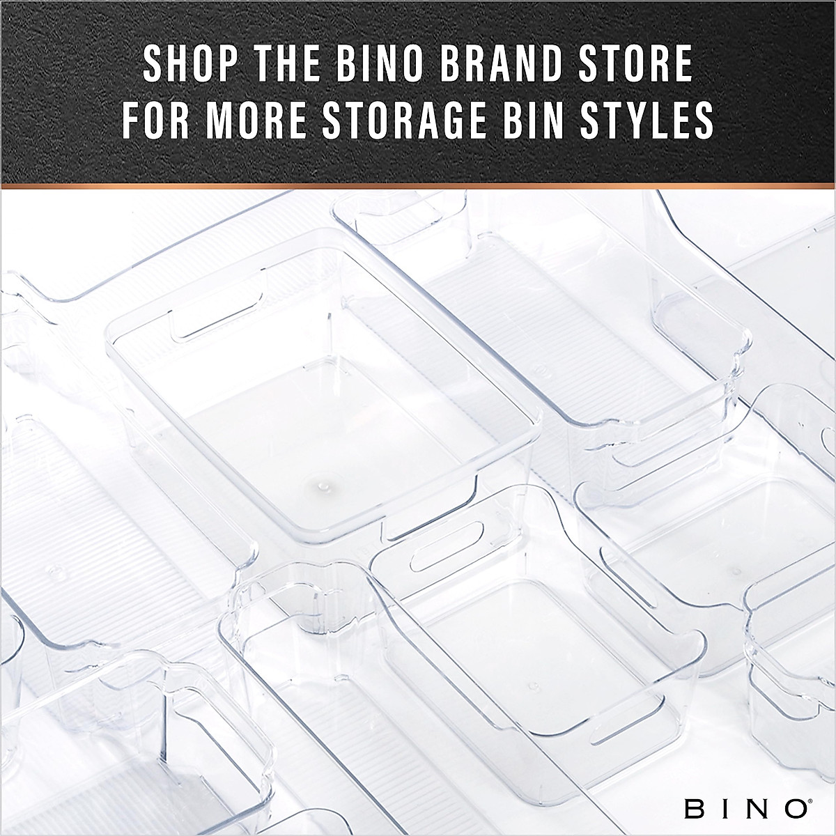 BINO | Plastic Storage Bins, Deep Large | THE HANDLER COLLECTION | Multipurpose Organizer Bins | Kitchen Pantry Organizers and Storage | Clear Containers for Organizing Home | Freezer Organizer