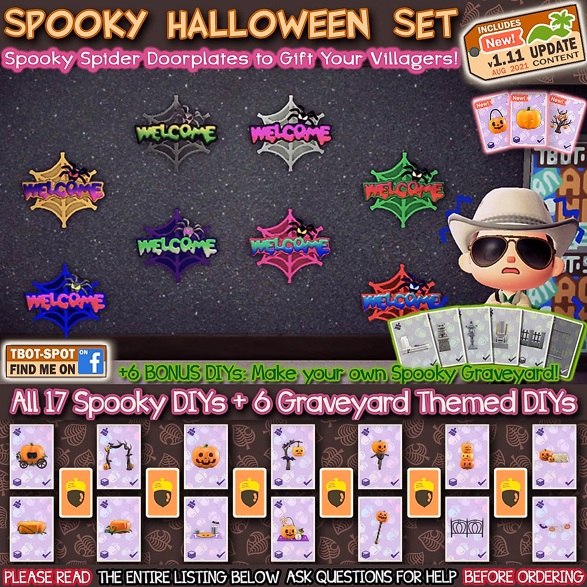 ACNH: Spooky Series Mega Set | 23 DIY Recipes | Halloween Items | Crafting Materials | Includes 1.11 Update Content
