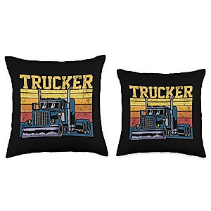 Trucker Gift Shop Trucker Throw Pillow, 16x16, Multicolor