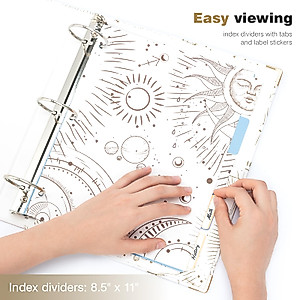 Ospelelf 3 Ring Binder 2 Inch, Cute Binder for Letter Size (11" x 8.5") with 5 Tab Dividers, File Folder Labels and Low Profile Clipboards, Tarot Cards Binder for School Supplies and Office Supplies