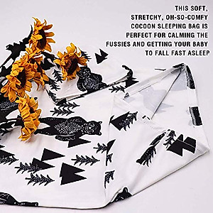 Newborn Swaddle Blanket with Beanie Set,Soft Stretchy Cocoon Sack for 0-3 Months Baby Boys and Girls(Ink Bear)