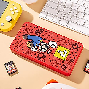 PERFECTSIGHT Cute Game Card Case for Nintendo Switch/ Switch Lite/ OLED, 24 Game Holder Cartridge Case for Game Cards and 24 SD Cards, Kawaii Portable Compact Storage Box (Red Mario, 24 Slots)