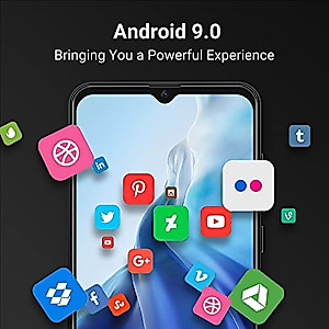 XGODY X14 Unlocked Smartphones, 6.52 Inch Large Screen 4G Dual Sim Mobile Phones, Dual 5MP + 256GB Extended Storage Cheap Cell Phones, Android 9.0 OS, 3000mAh Massive Battery, Face Recognition (Black)