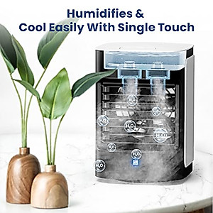 Portable Air Conditioner, AOLOS 8in Rechargeable Small Evaporative Air Cooler, 90°Auto Oscillation, 7 Color Vibe Lights, 4000mAh Battery Powered Humidifier, Mini Air Conditioner for Camping, Car