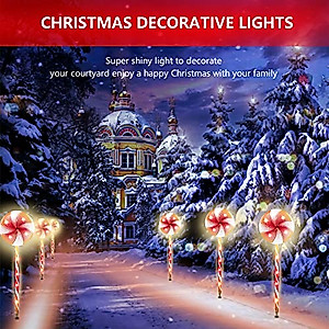 Lollipop Christmas Pathway Lights, 29" Lollipop Peppermint Pathway Lights, Outdoor Markers Christmas Decorations Lights with 8 Lighting Modes for Xmas Holiday Party Walkway Patio Garden Decor
