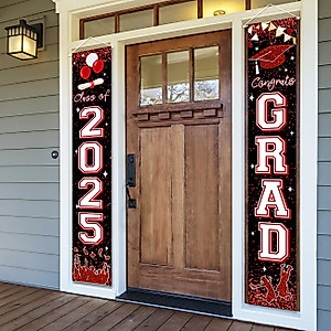 Class of 2023 Banner Maroon Graduation Party Decorations Congrats Grad Banner Hanging Door Porch Signs for 2023 University and Senior High School Graduation Decorations