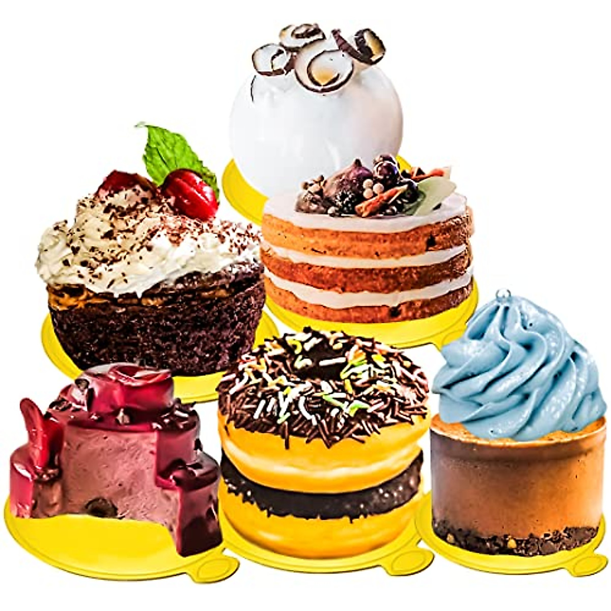 MotBach 200 Pcs Round Golden Cardboard, 3.5 Inch Round Mini Cake Boards, Mousse Cake Base, Cake Paper Board, Circle Patries Cardboard, Cupcake Base Display, Dessert Board