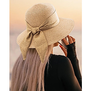 Cmprvgd Women Beach Sun Hats Summer UV Protection Straw Hat Foldable Packable Wide Brim Travel