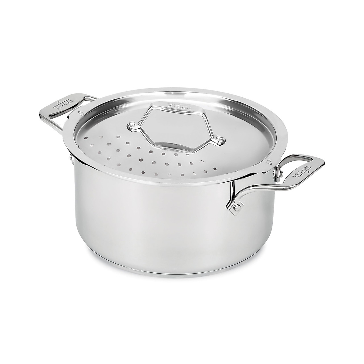All-Clad Simply Strain Stainless Steel Multipot with Straining Lid, 6-Quart, Induction, Oven Broiler Safe 600F, Strainer, Pasta Strainer with Handle, Steamer Pot, Cookware, Home, Pots and Pans, Silver