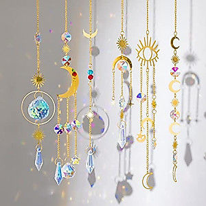 Sun Catchers Indoor Window, 6Pieces Crystal Suncatcher Hanging Crystals for Windows, Light Catcher Window Crystals Ball Prism Rainbow Maker Pendants for Garden Christmas Wedding Party Decoration