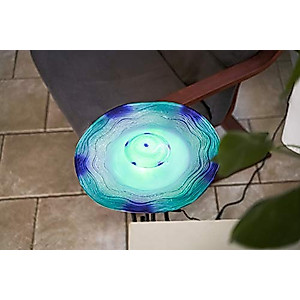 XBrand Floor Mist Fountain w/ Inline Control Glass Metal, 27 Inch Tall, Blue