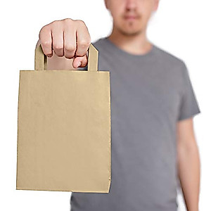 Reli. 100 Pack | 7"x3.15"x8" | Small Brown Paper Bags w/Handles | Kraft Paper Gift Bags/Shopping Bags | Brown Paper Bags for Retail, Merchandise, To Go, Parties