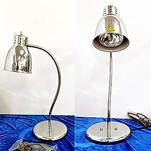 KOUWO Commercial Food Heat Lamp with Bulb Fried Food Warming Lamps Hot Food Warmer Lights for Buffet Bar Parties Catering (Silver(Single Head))