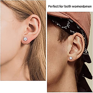 Moissanite Stud Earrings - 0.6ct-4ct D Color VVS1 Clarity Brilliant Round Cut Lab Grown Diamond - 18K White Gold Plated 925 Sterling Silver with Secure Friction Backings - Stylish Diamond Earrings with Square Gift Box