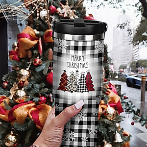 30oz Christmas Tumbler with Handle and Straw, Stainless Steel Vacuum Insulated Flip Straw 30 oz Christmas Tree Coffee Tumbler, Spill Proof Travel Mug, Merry Christmas Decor Gifts for Women
